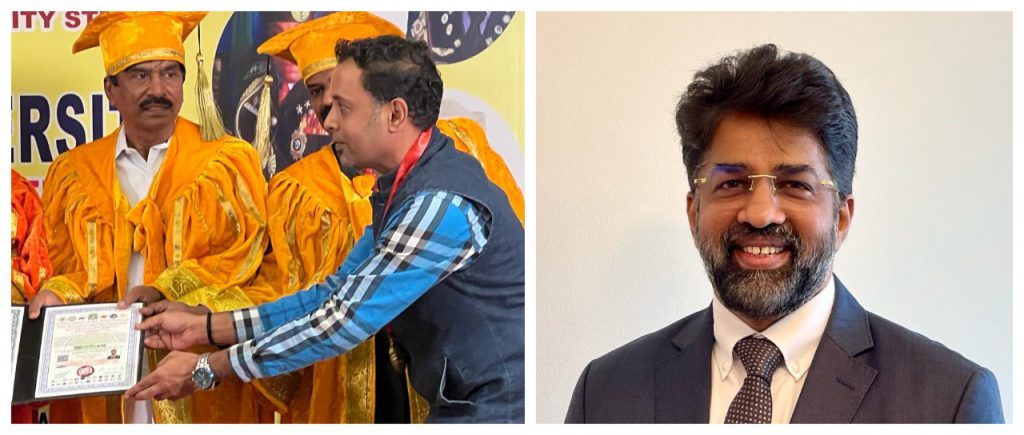 Honorary Doctorate conferred for Rajendran Vellapalath - Arabia Travel News